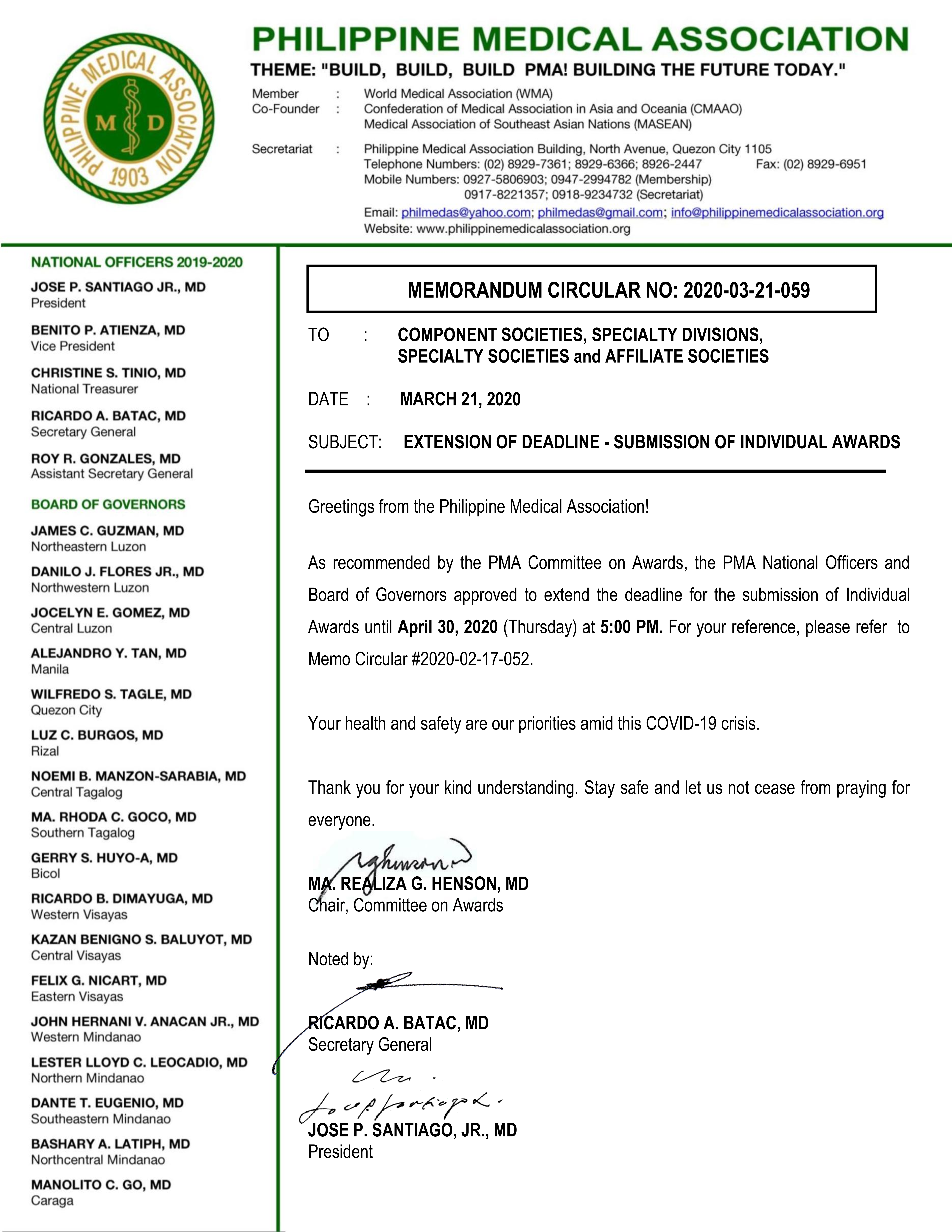 Extension of Deadline – Submission of Individual Awards – Philippine ... Extension of Deadline – Submission of Individual Awards – Philippine ...