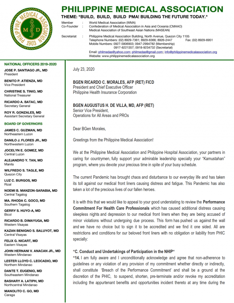 PMA Letter to Philhealth (Perfomance Commitment to Health Care ...