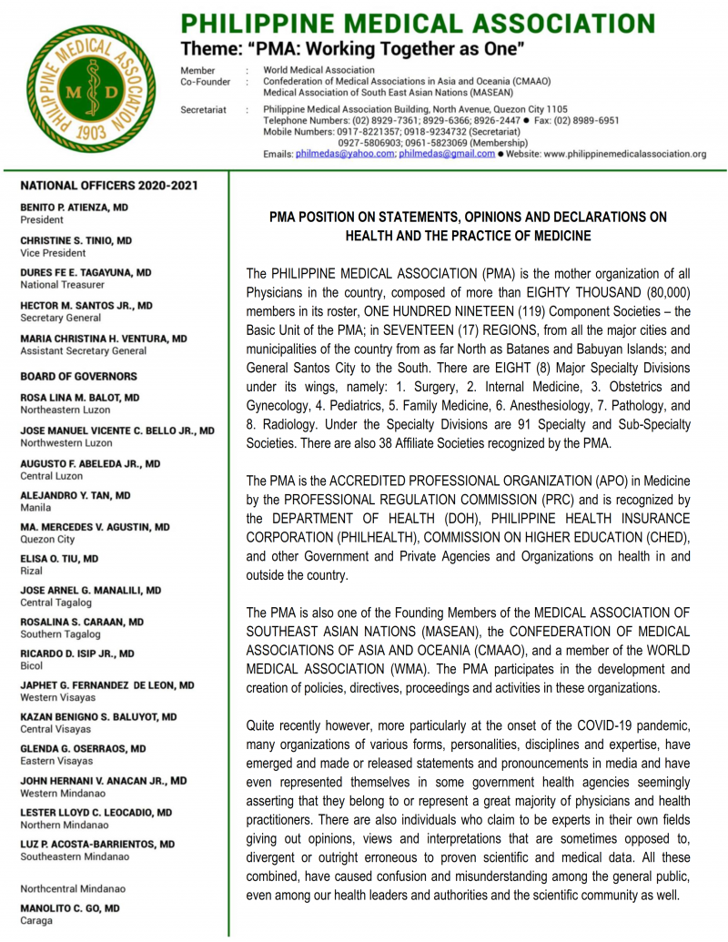 PMA Position on Statements, Opinions and Declarations on Health and The ...