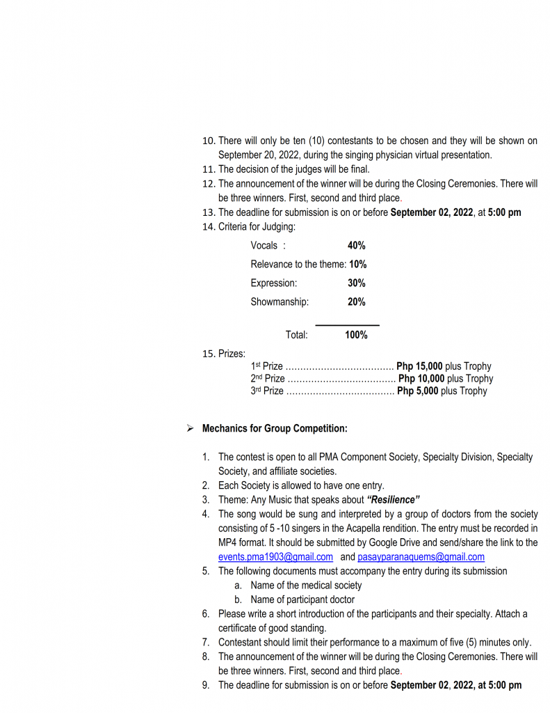 19th PMA-PPMS Singing Physicians Contest – Philippine Medical Association