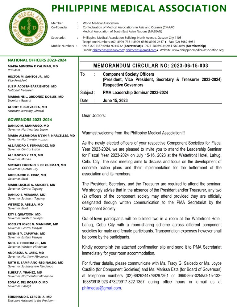 Memorandum Circular No 2023-06-15-003 : PMA Leadership Seminar 2023 ...