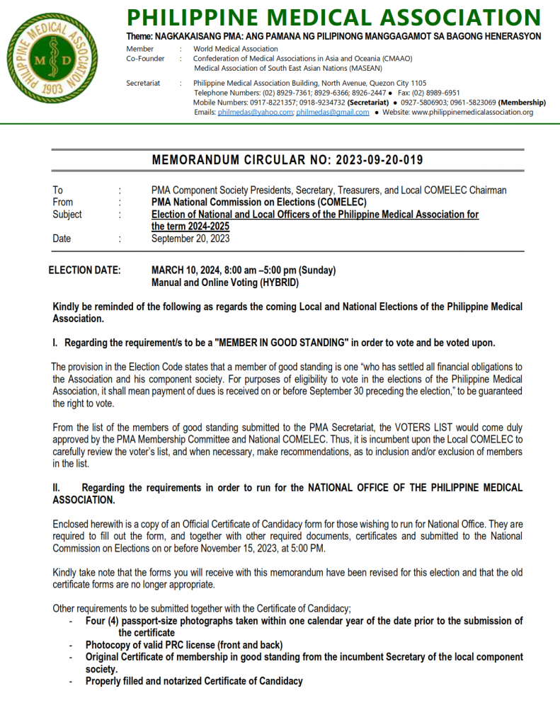 Memorandum Circular No. 2023-09-20-019 : Election of National and Local ...