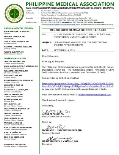 Memorandum Circular No.: 2023-11-16-025: Submission of Nominees for the ...