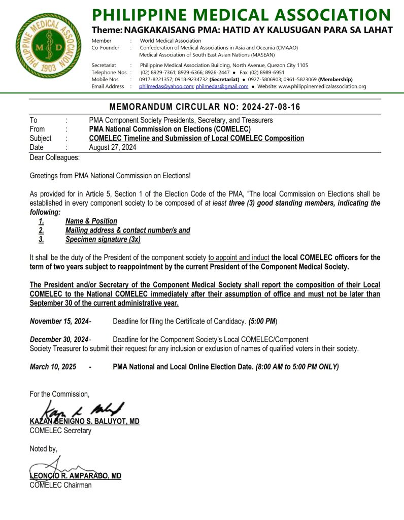 Memorandum Circular No. 2024-8-27-016A : COMELEC Timeline and ...