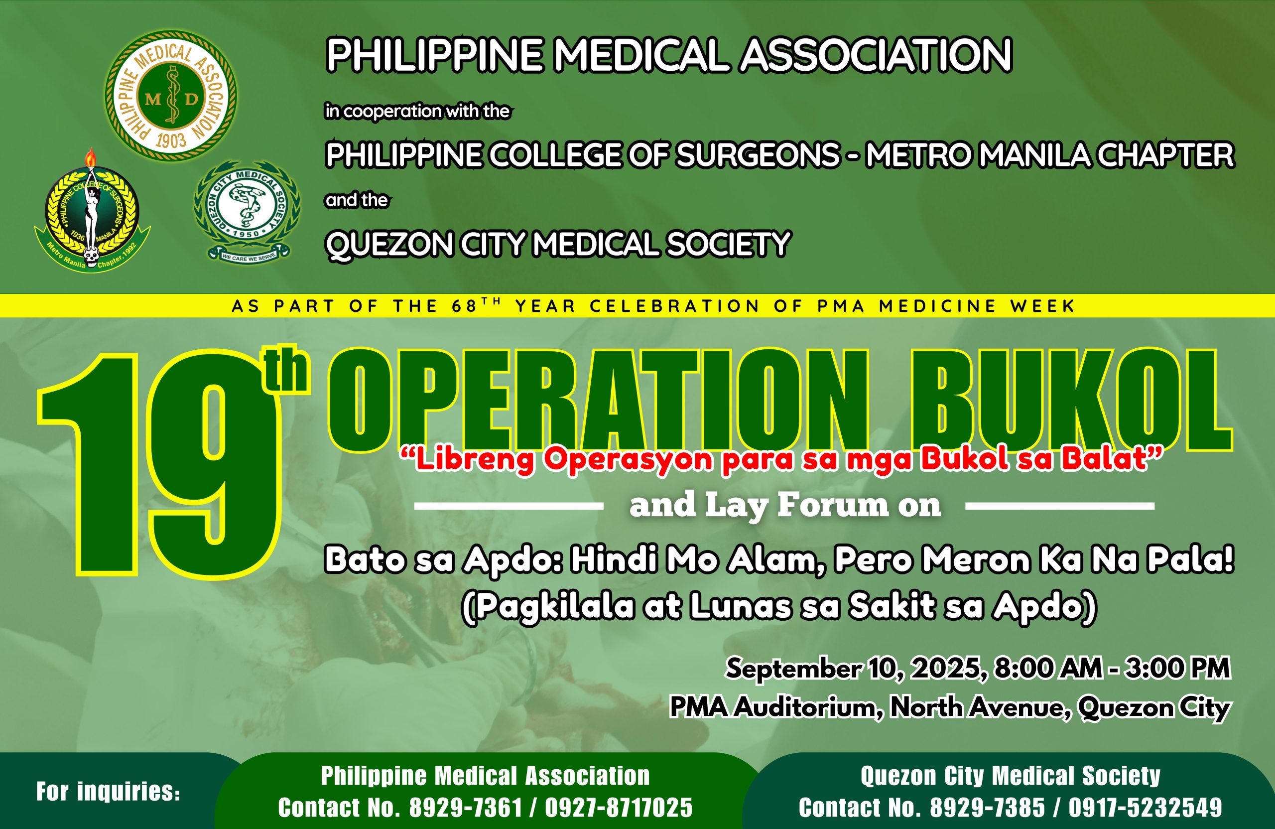 PMA-PCSMMC-QCMS 19th Operation Bukol – Philippine Medical Association