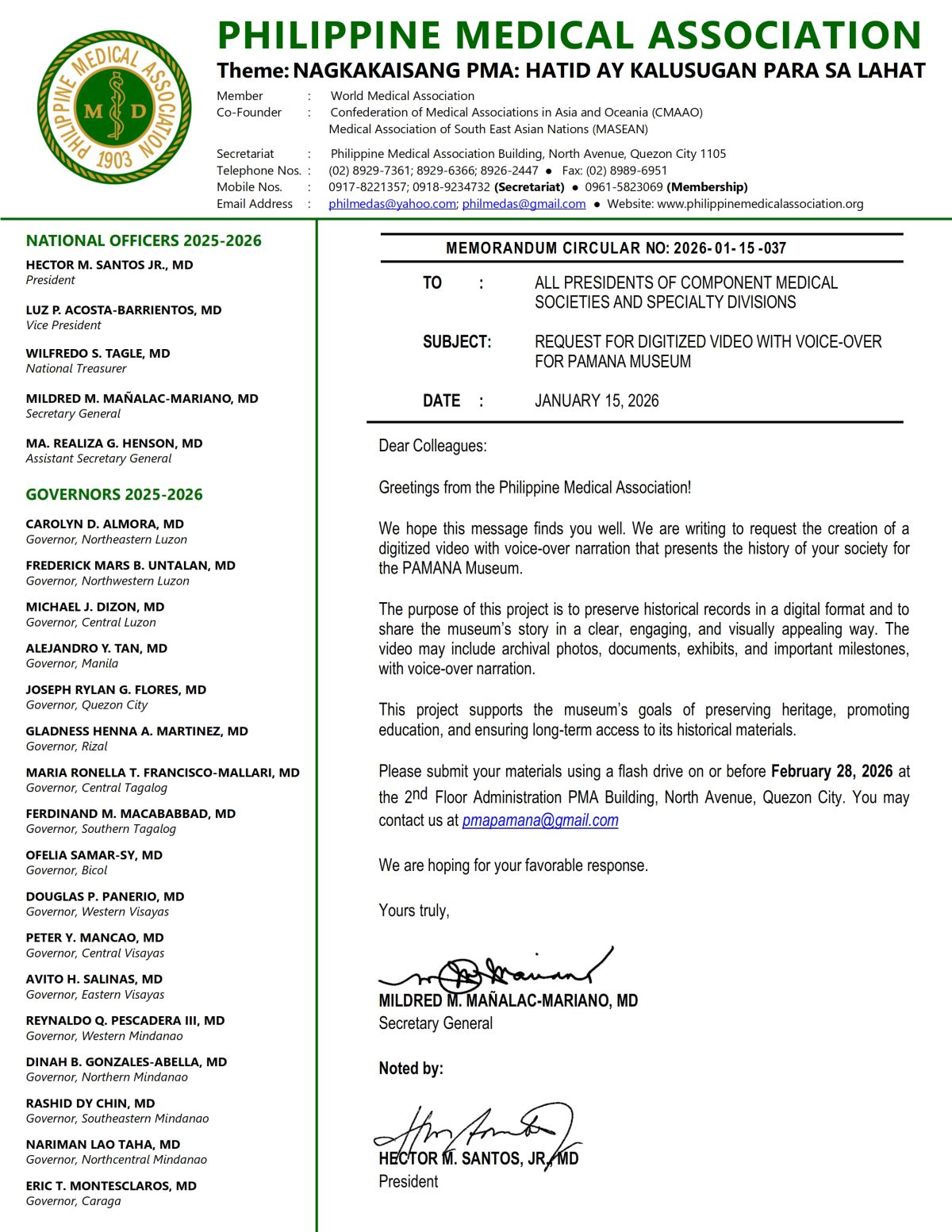 Memorandum Circular No. 2026-01-15-37 : Request for Digitized Video ...